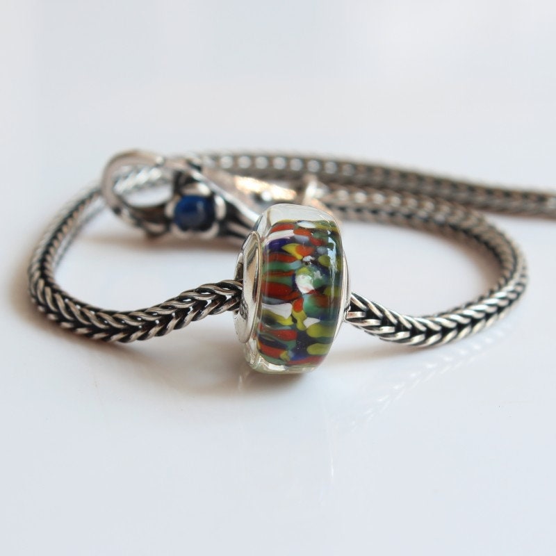 925 Silver Rainbow Vivid Color Glaze Bead Hole Lampwork Art | Etsy