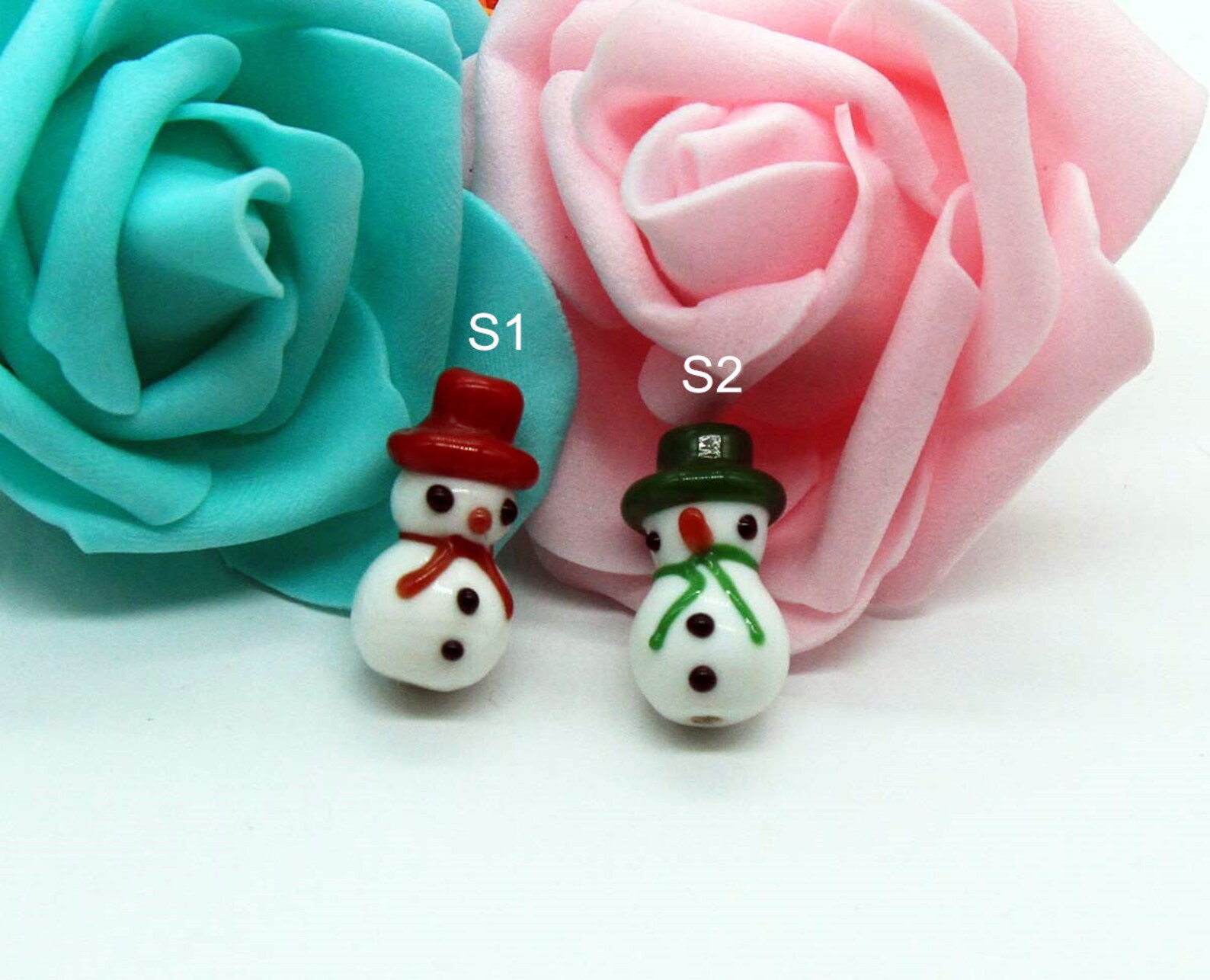 12x22mm Glazed Bead Christmas snowman Snow doll Glass Beads | Etsy