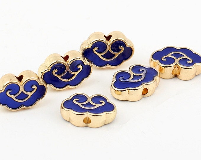 8mm Cloisonne Bead Flower Lotus Bead DIY Beads Blue Enamel - Etsy