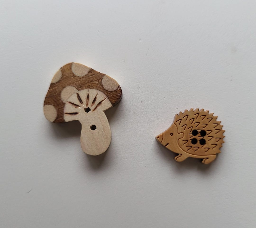 Nature Buttons in PIECES (not SETS)/ Heghehog Button/ Mushroom Button ...