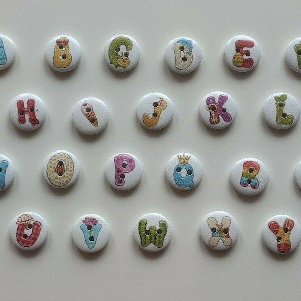 Alphabet Buttons - Etsy