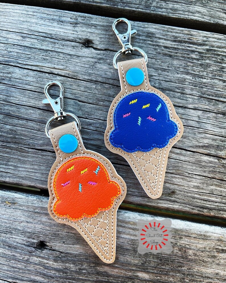 Ice Cream Cone Keychain, Ice Cream Keychain, Ice Cream Cone Keyfob, Ice ...