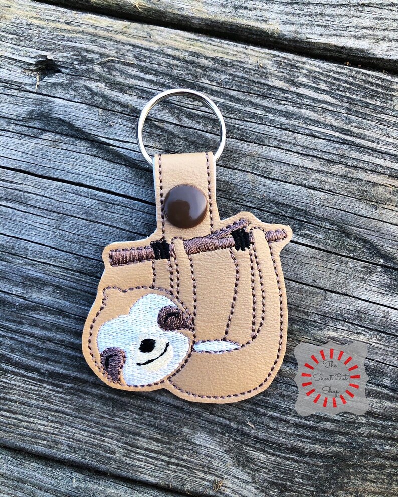 Sloth Keychain, Sloth Key Chain, Sloth Keyfob, Sloth Snap Tab, Sloth ...