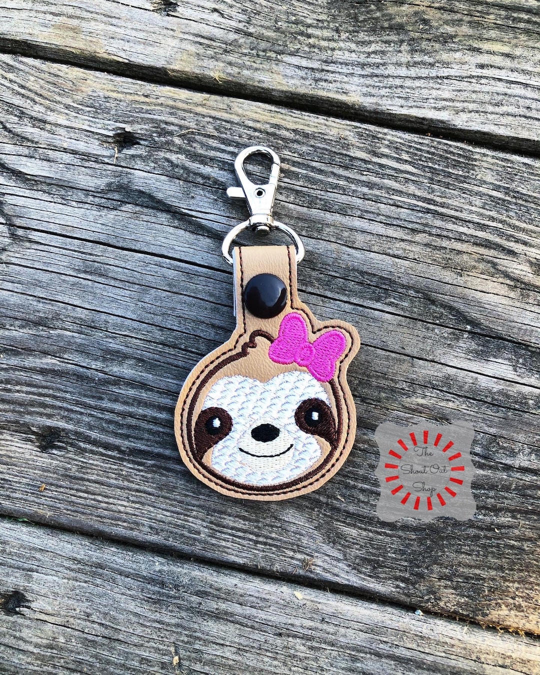 Girl Sloth Keychain, Sloth Key Chain, Sloth Keyring, Sloth Keyfob, Bow ...