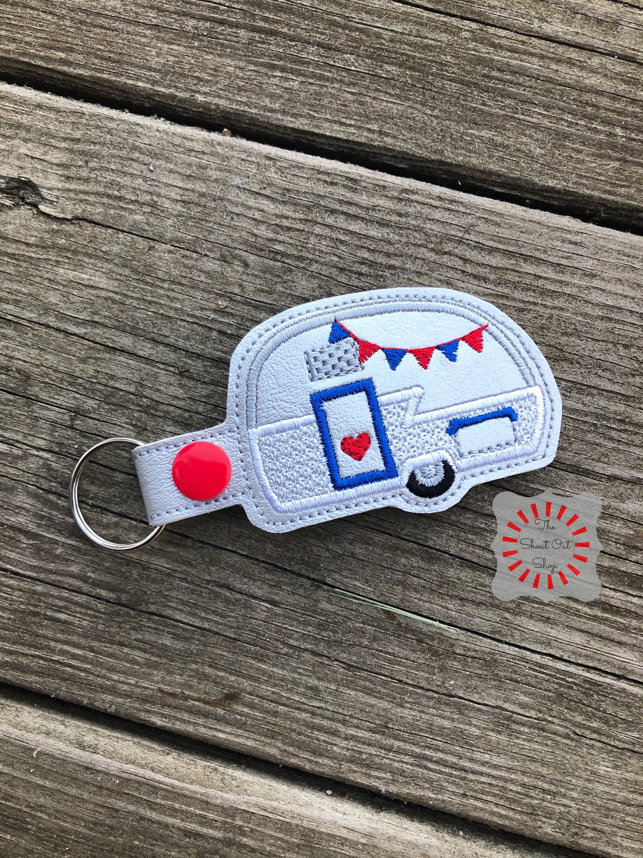 Camper Keychain Camper Key Chain USA Theme Camper Keyring | Etsy