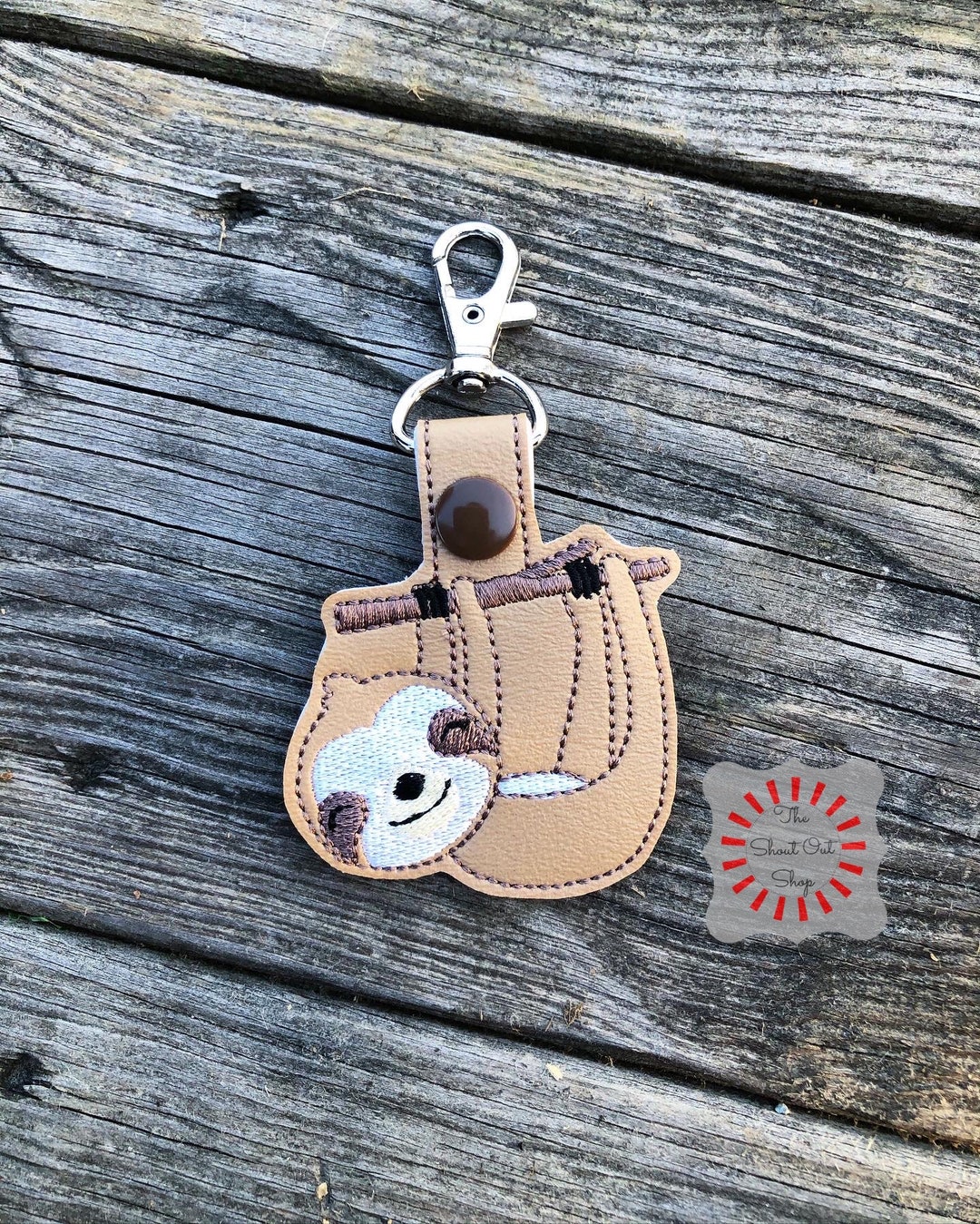 Sloth Keychain, Sloth Key Chain, Sloth Keyfob, Sloth Snap Tab, Sloth ...