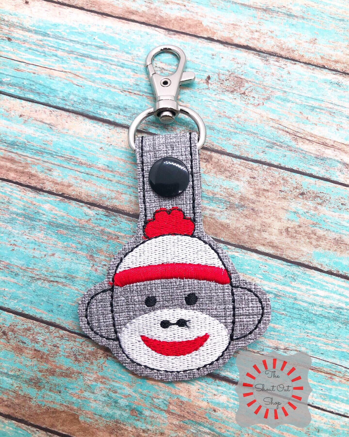 Gray Sock Monkey Keychain Sock Monkey Key Chain Sock Monkey - Etsy