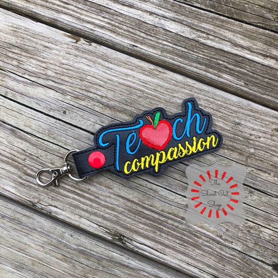 Teach Compassion Keychain Teach Compassion Key Chain Teacher | Etsy