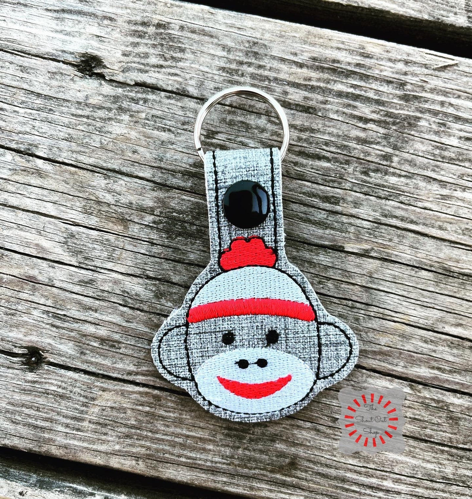 Gray Sock Monkey Keychain, Sock Monkey Key Chain, Sock Monkey Keyring ...