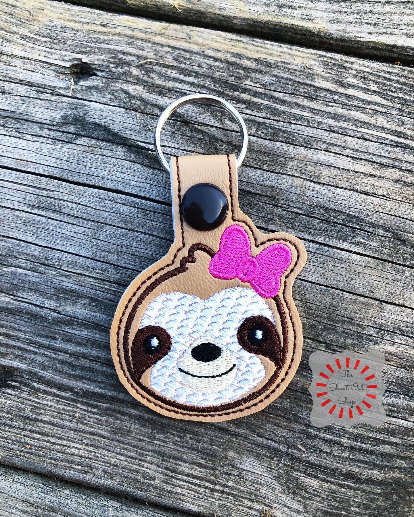 Girl Sloth Keychain Sloth Key Chain Sloth Keyring Sloth - Etsy.de