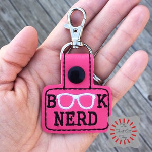 Book Nerd Keychain, Book Nerd Keyfob, Book Lover Keychain, Reader ...