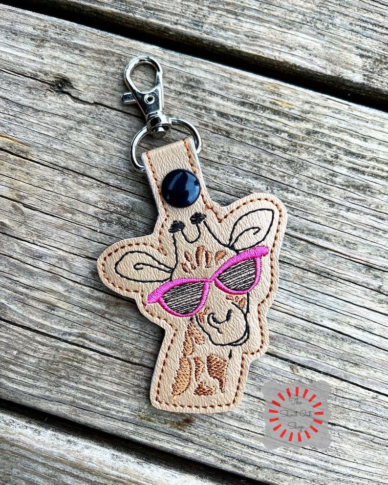 Giraffe With Glasses Keychain Giraffe With Glasses Keyring - Etsy