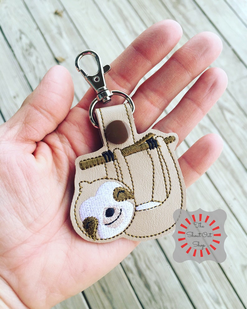 Sloth Keychain, Sloth Key Chain, Sloth Keyfob, Sloth Snap Tab, Sloth ...