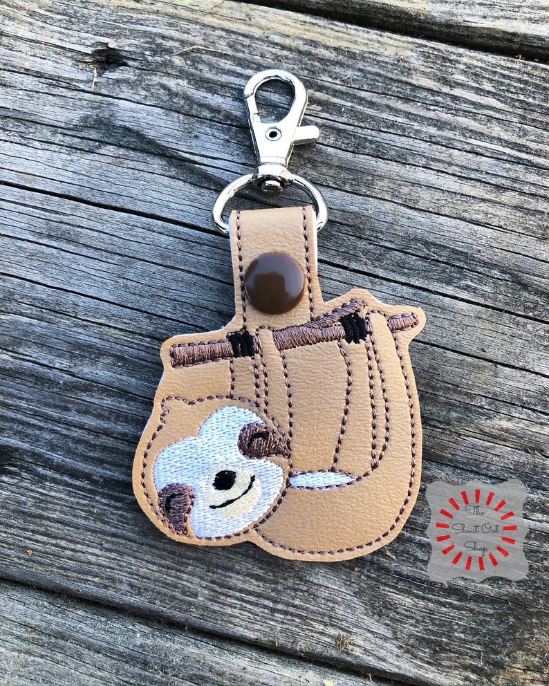Sloth Keychain, Sloth Key Chain, Sloth Keyfob, Sloth Snap Tab, Sloth ...