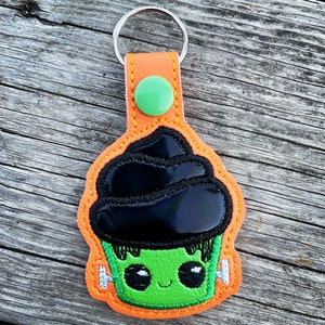 Frankenstein Cupcake Keychain, Cute Frankenstein Key Chain, Franken Key ...