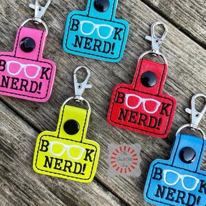 Book Nerd Keychain, Book Nerd Keyfob, Book Lover Keychain, Reader ...