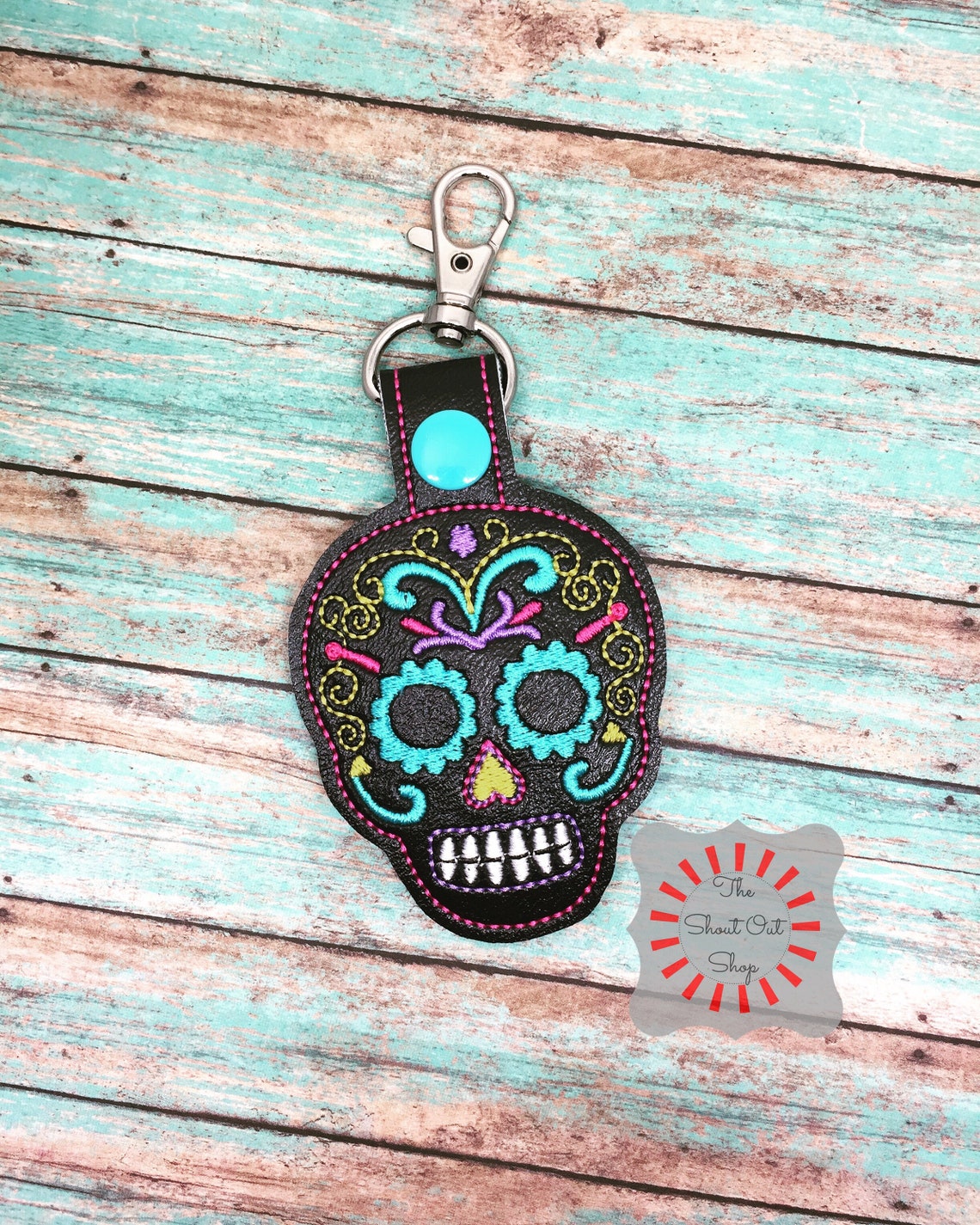 Sugar Skull Keychain Sugar Skull Keyfob Sugar Skull Keyring - Etsy