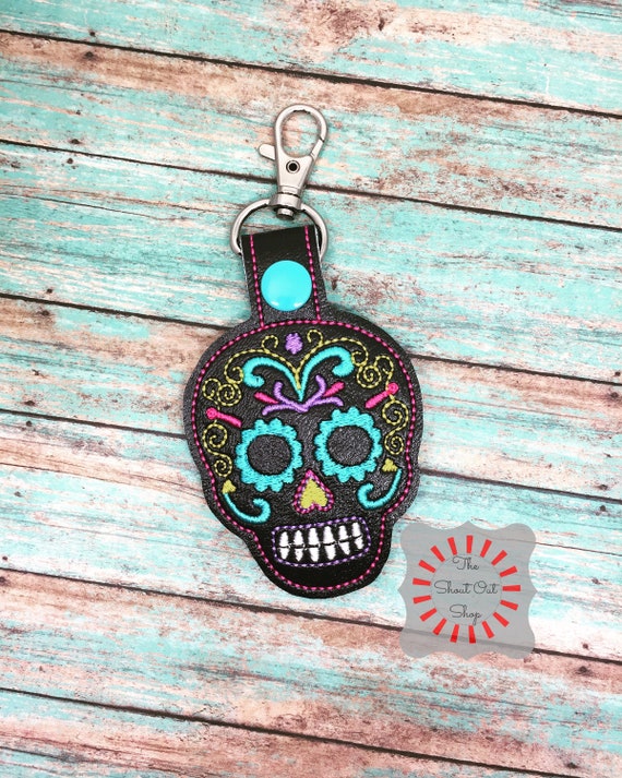 Sugar Skull Keychain Sugar Skull Keyfob Sugar Skull Keyring | Etsy