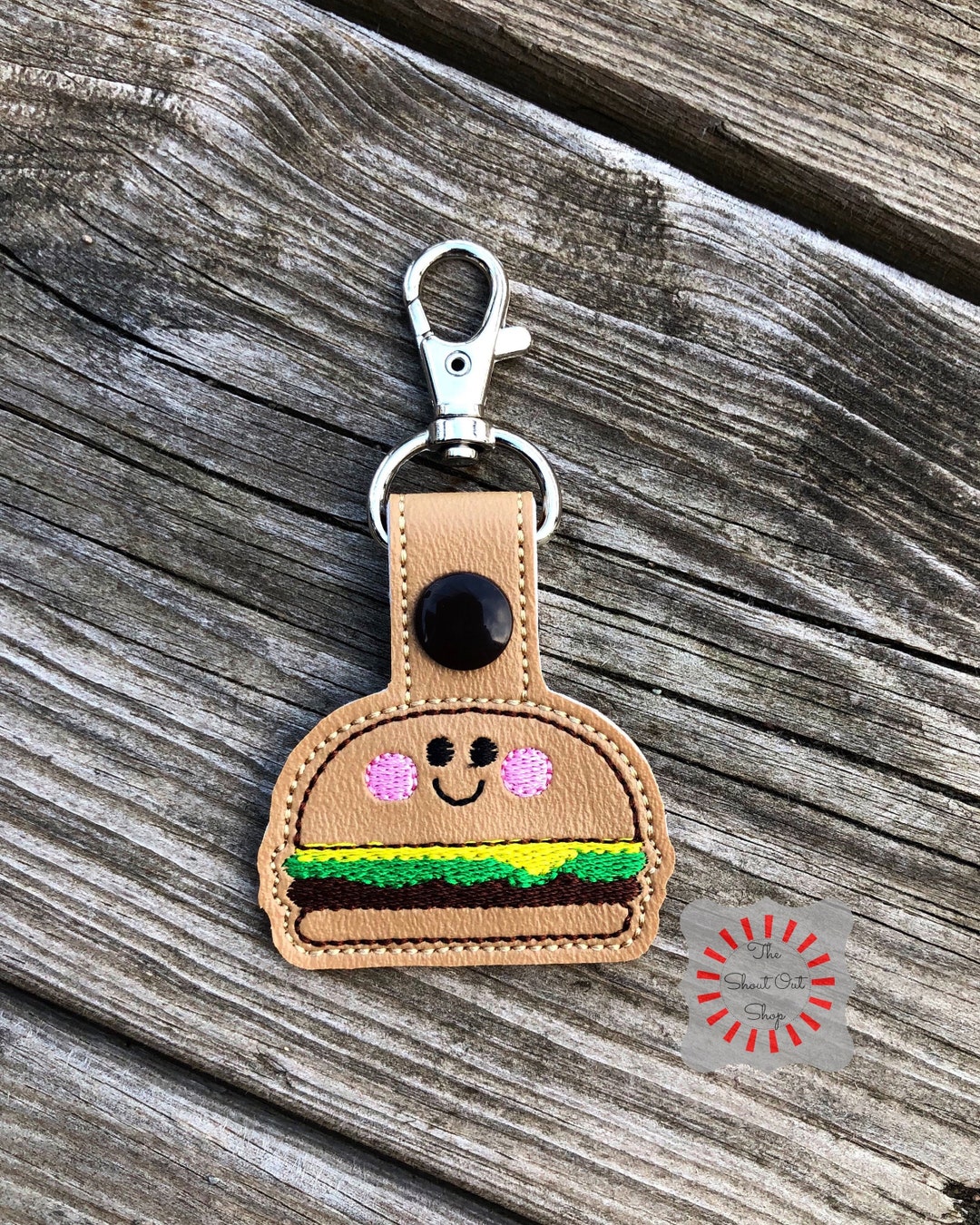 Hamburger Keychain, Hamburger Key Chain, Hamburger Keyring, Hamburger ...