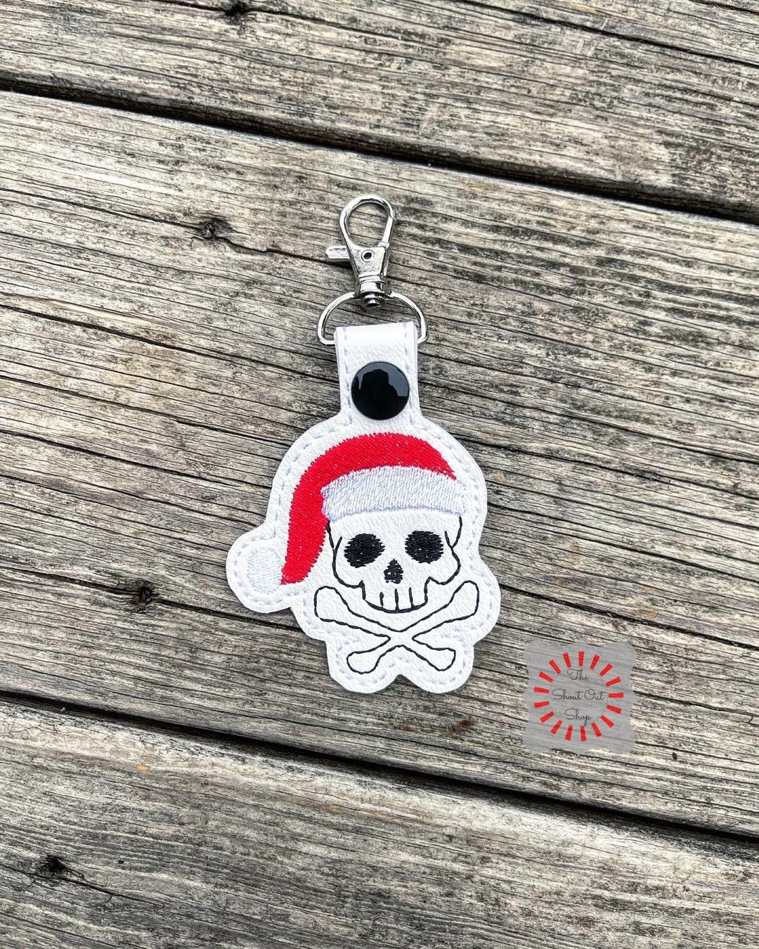 Santa Skull Keychain, Santa Skull Key Chain, Santa Skull Keyring, Santa ...