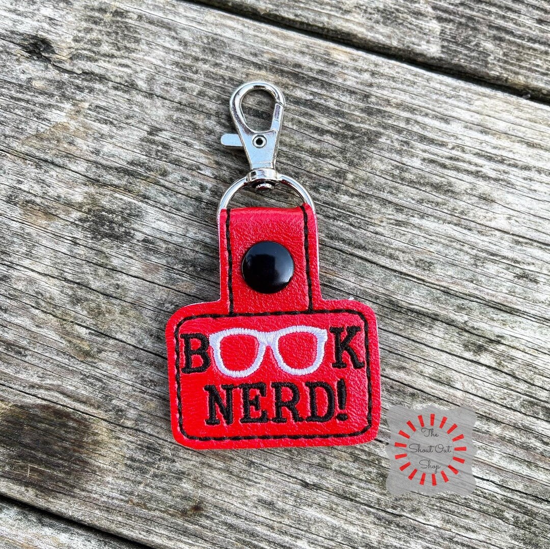 Book Nerd Keychain, Book Nerd Keyfob, Book Lover Keychain, Reader ...