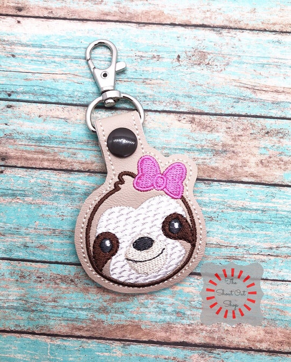 Girl Sloth Keychain Sloth Key Chain Sloth Keyring Sloth | Etsy