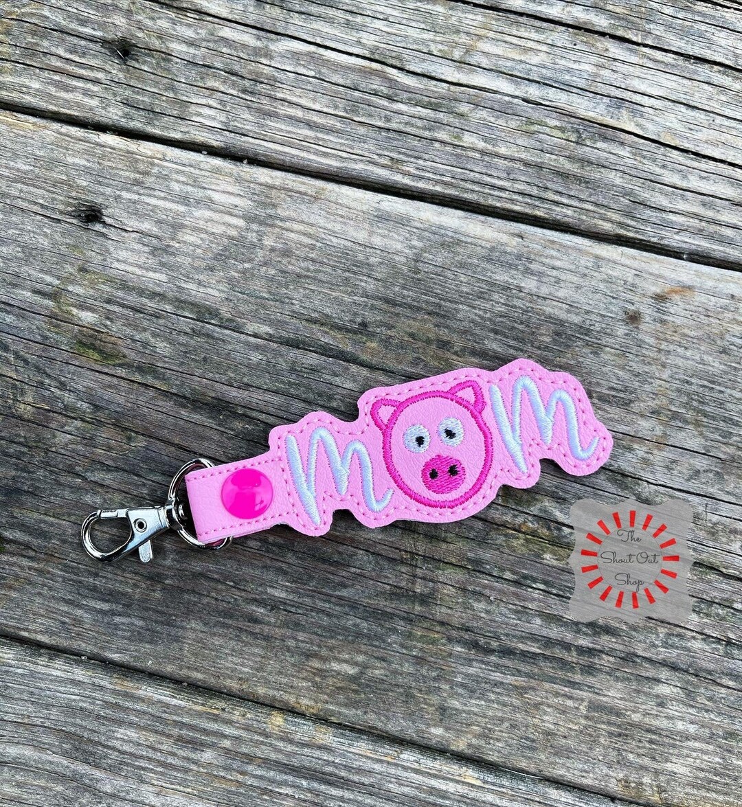 Pig Mom Keychain, Pig Mom Key Chain, Pig Mom Keyring, Pig Key Ring, Hog ...