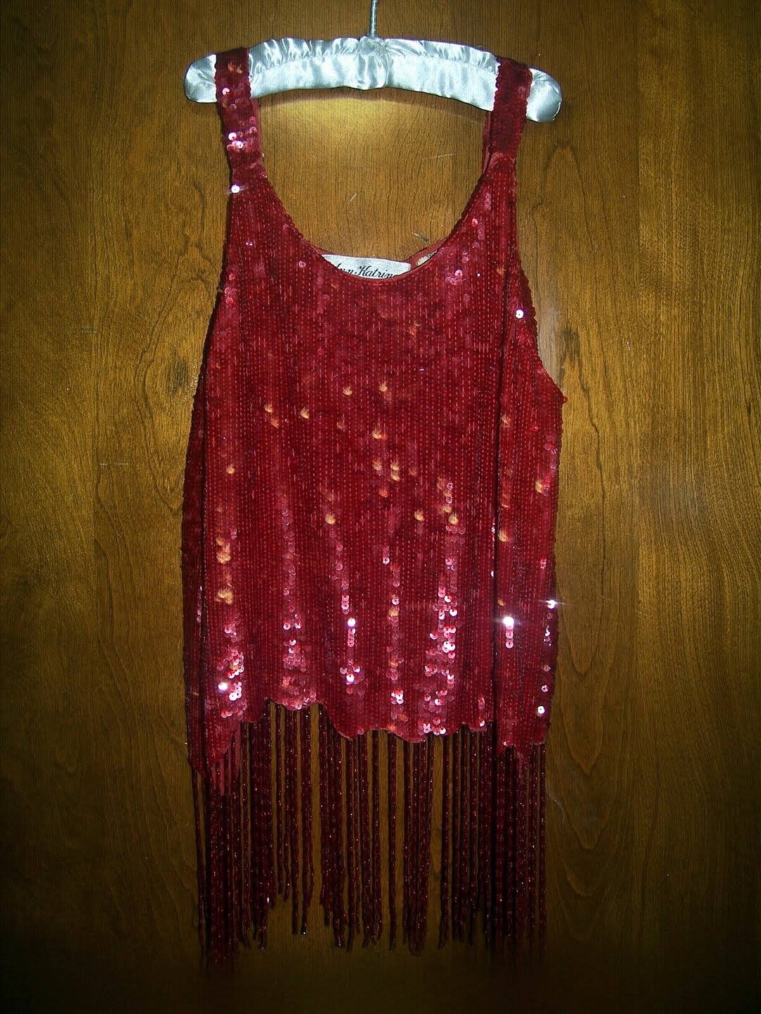 Vintage 40s FLAPPER TOP: RED Sequined Sleeveless Fringe, Size Small - Etsy