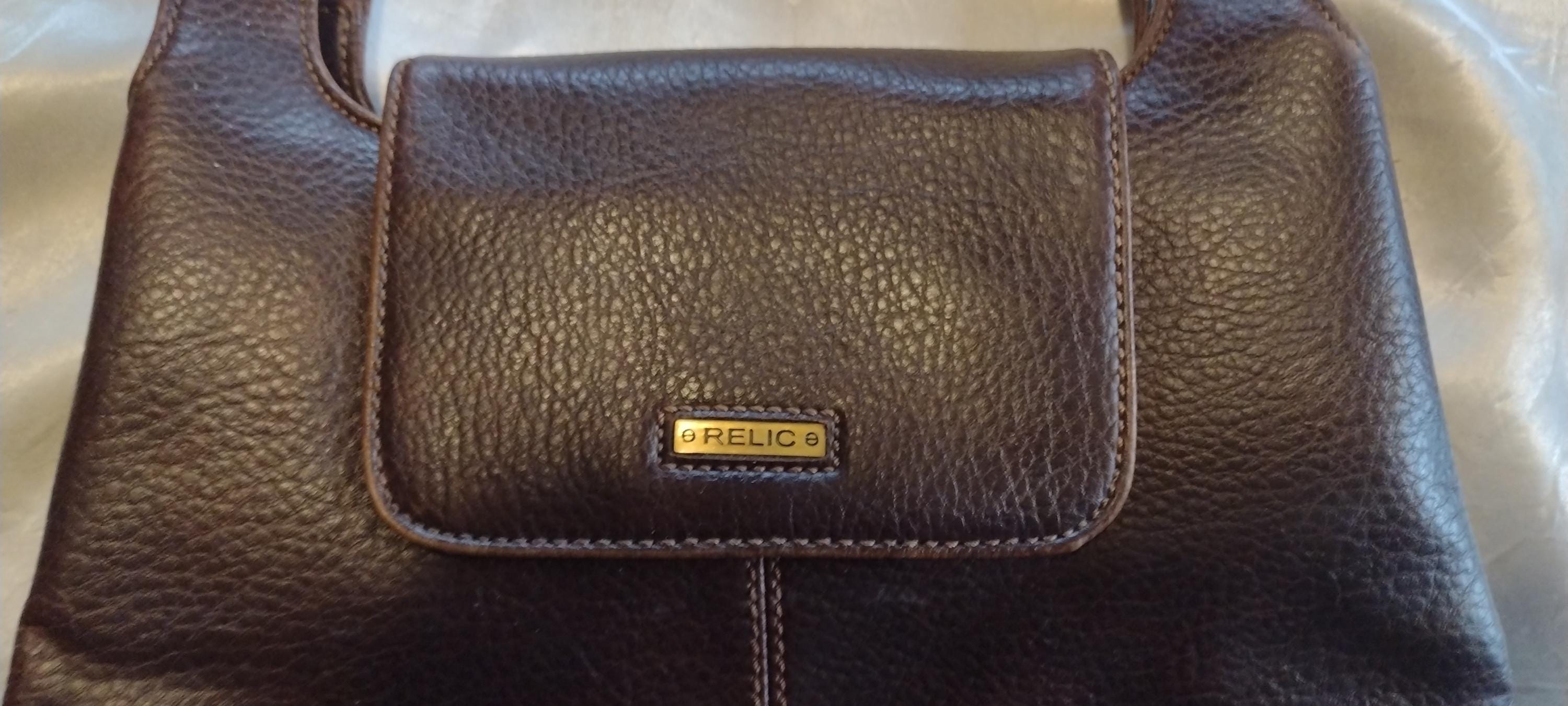 Vtg 80s RELIC by FOSSIL Mocha Leather Shoulder Bag/purse, Soft Pebble ...