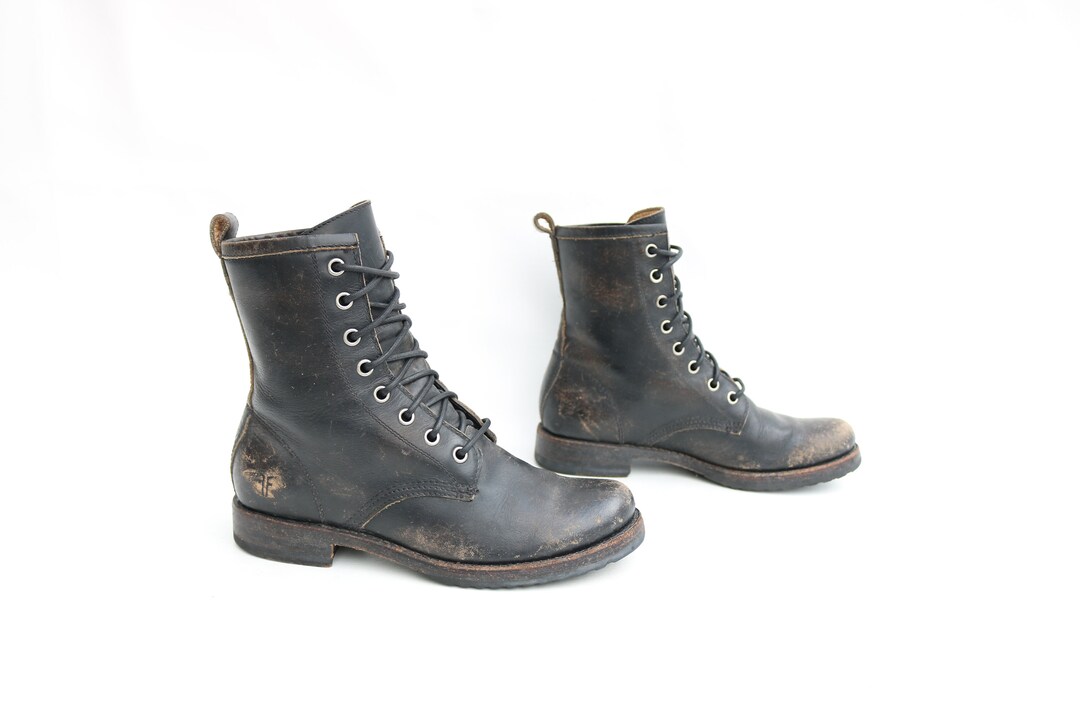 Frye Veronica Combat Distressed Boots Size 6.5 - Etsy