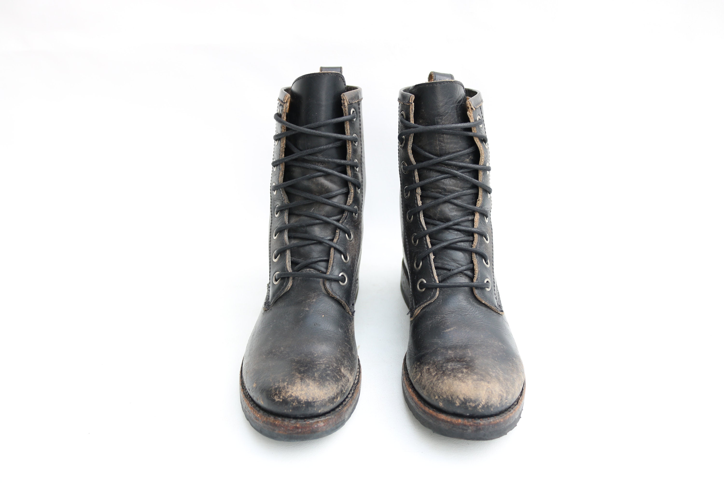 Frye Veronica Combat Distressed Boots Size 6.5 - Etsy