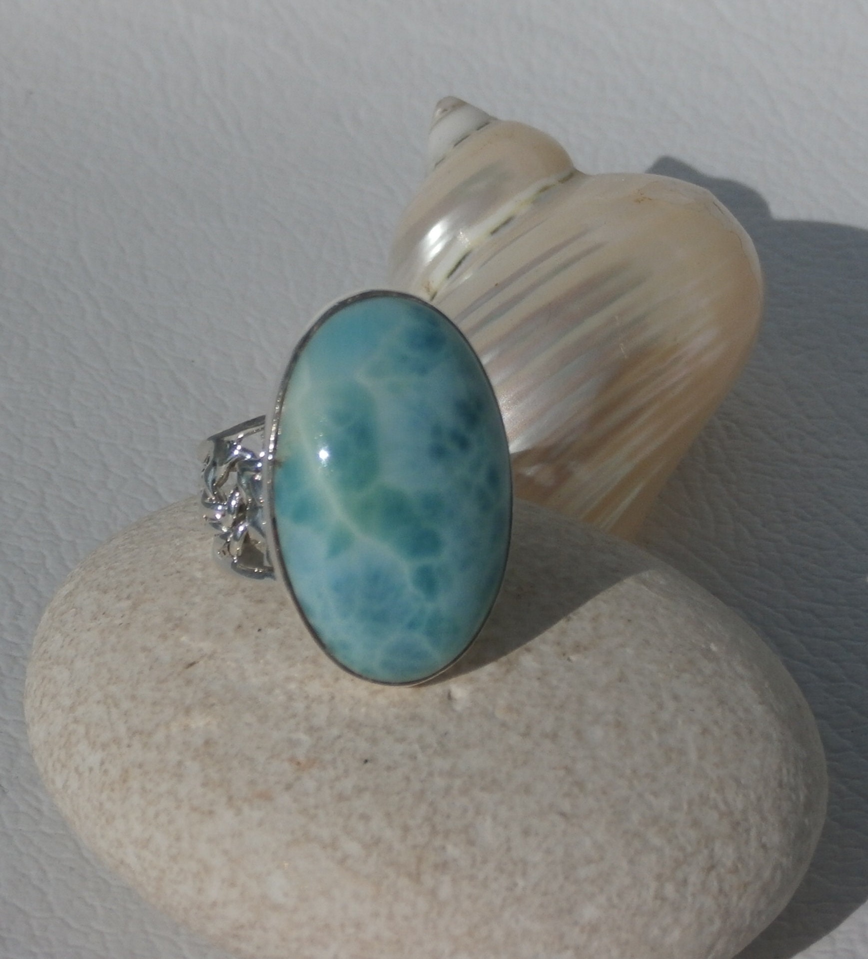 Larimar Stone Ring Handmade In Sterling Silver 925 | Etsy