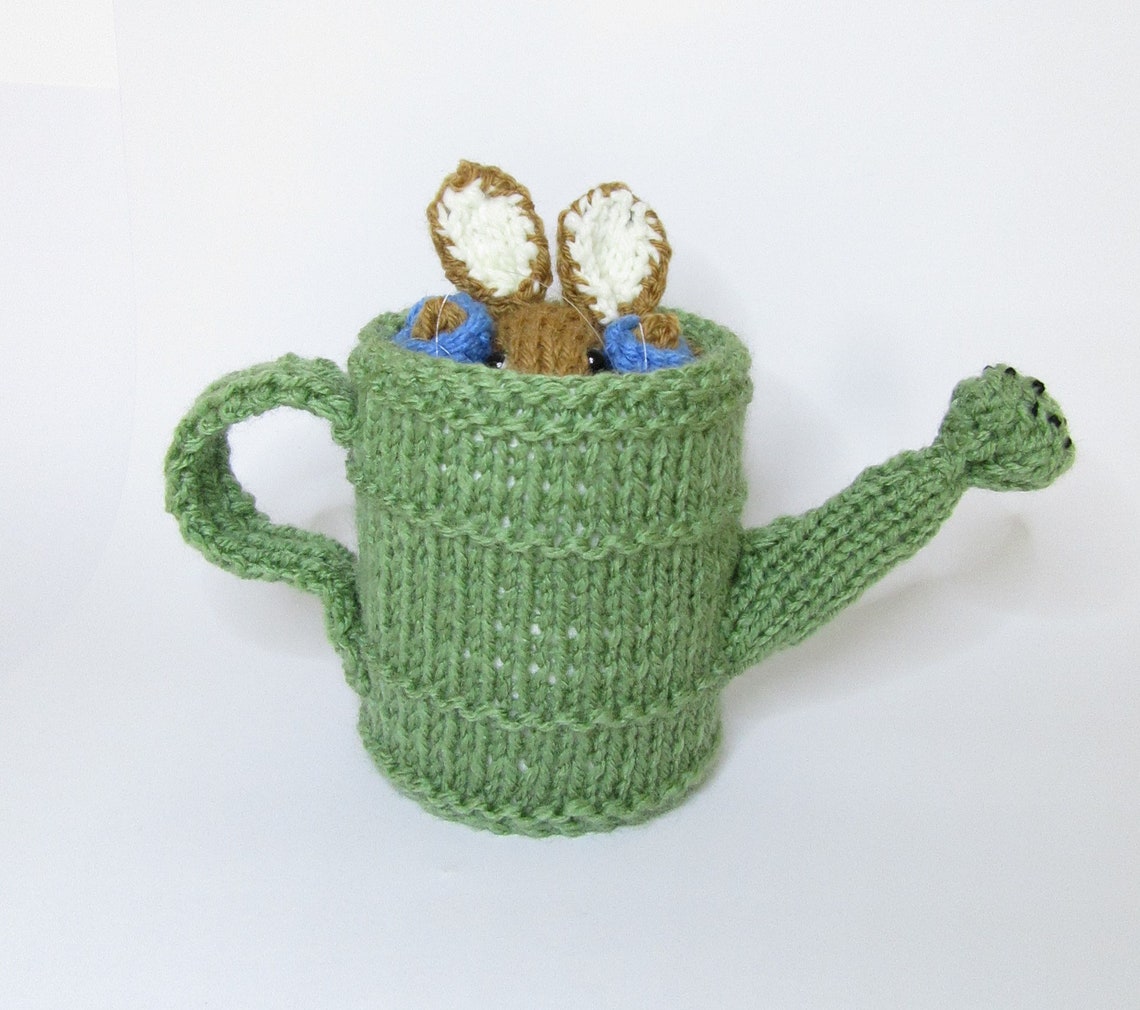 KNITTING PATTERN PDF - Peter Rabbit Hiding in a Watering Can Chocolate ...