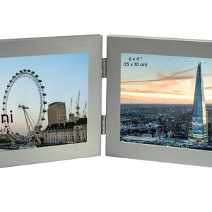 Personalised Double Photo Frame Hold 2 Picture Silver Twin Landscape ...