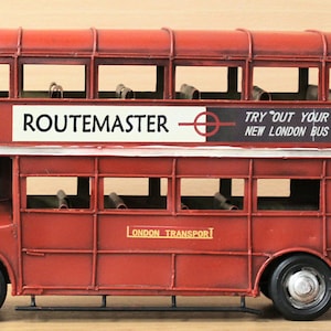 Vintage Rustic Effect Tin Metal Red London Bus Model / Ornament ...
