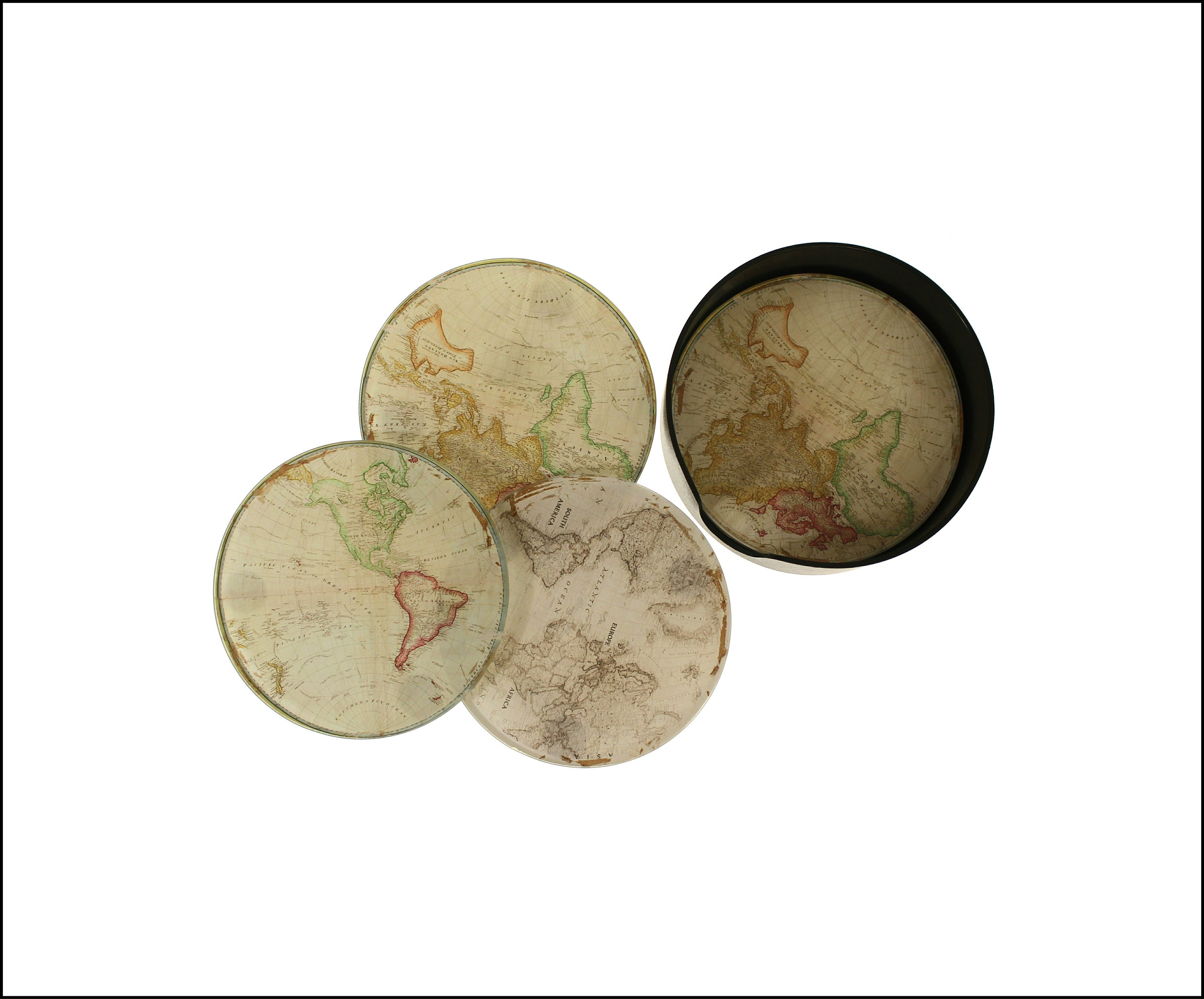 Set of 6 World Map Coasters in Stand 3 Designs Great Gift Idea Gifts ...