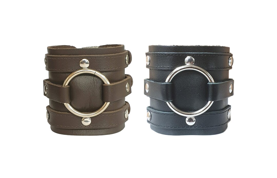 Leather Wrist Cuff - Wide Triple Strap Arm Cuff Gothic Accessories ...