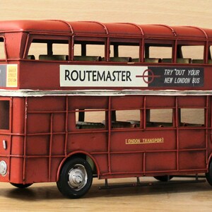 Vintage Rustic Effect Tin Metal Red London Bus Model / Ornament ...