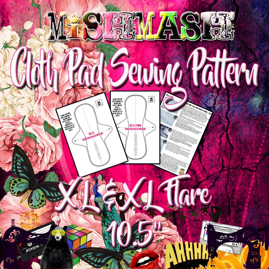 Reusable Cloth Pad Sewing Pattern and Tutorial - Size XL 10.5" Instant ...