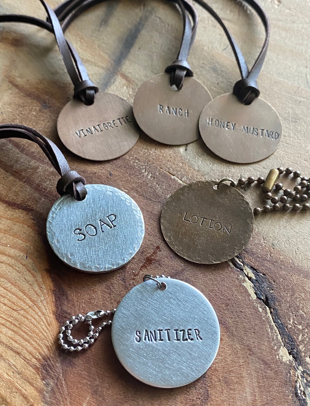 Custom Hand Stamped Bottle Tags: Silver Aluminum or Brass - Etsy
