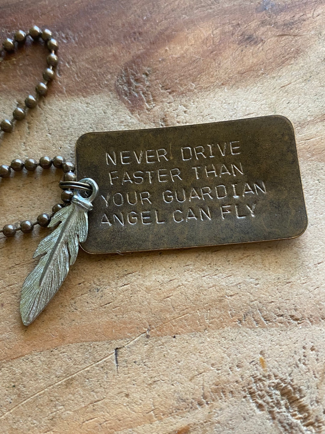 Guardian Angel Car Charm: New Driver Gift, Brass Dog Tag - Etsy