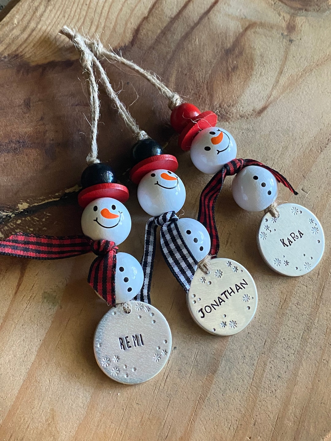 Snowman Ornament Personalized Bead Ornament Kids Name Ornament Custom ...