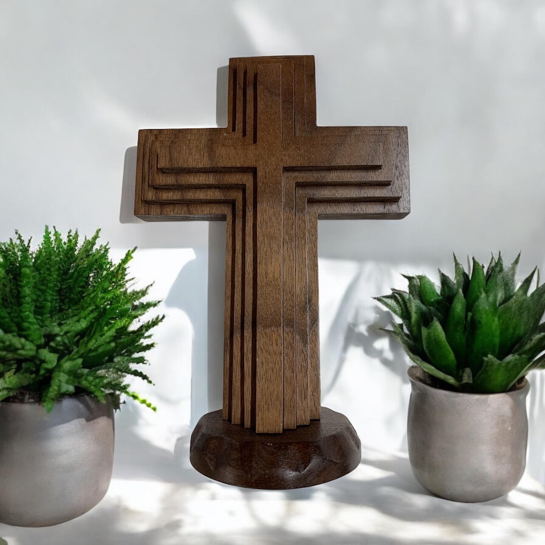 Handmade Dimensional Tabletop Cross - Crafted From Walnut Hardwood ...