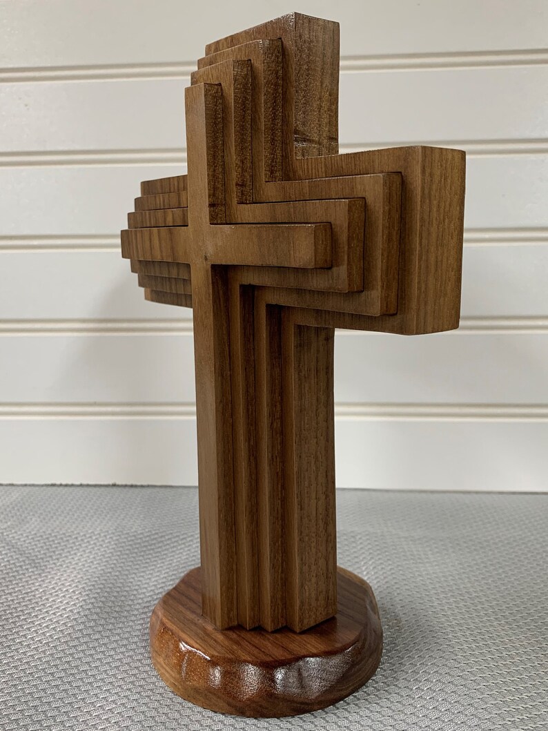 Handmade Walnut Tabletop Cross: Dimensional Wood Decor - Etsy
