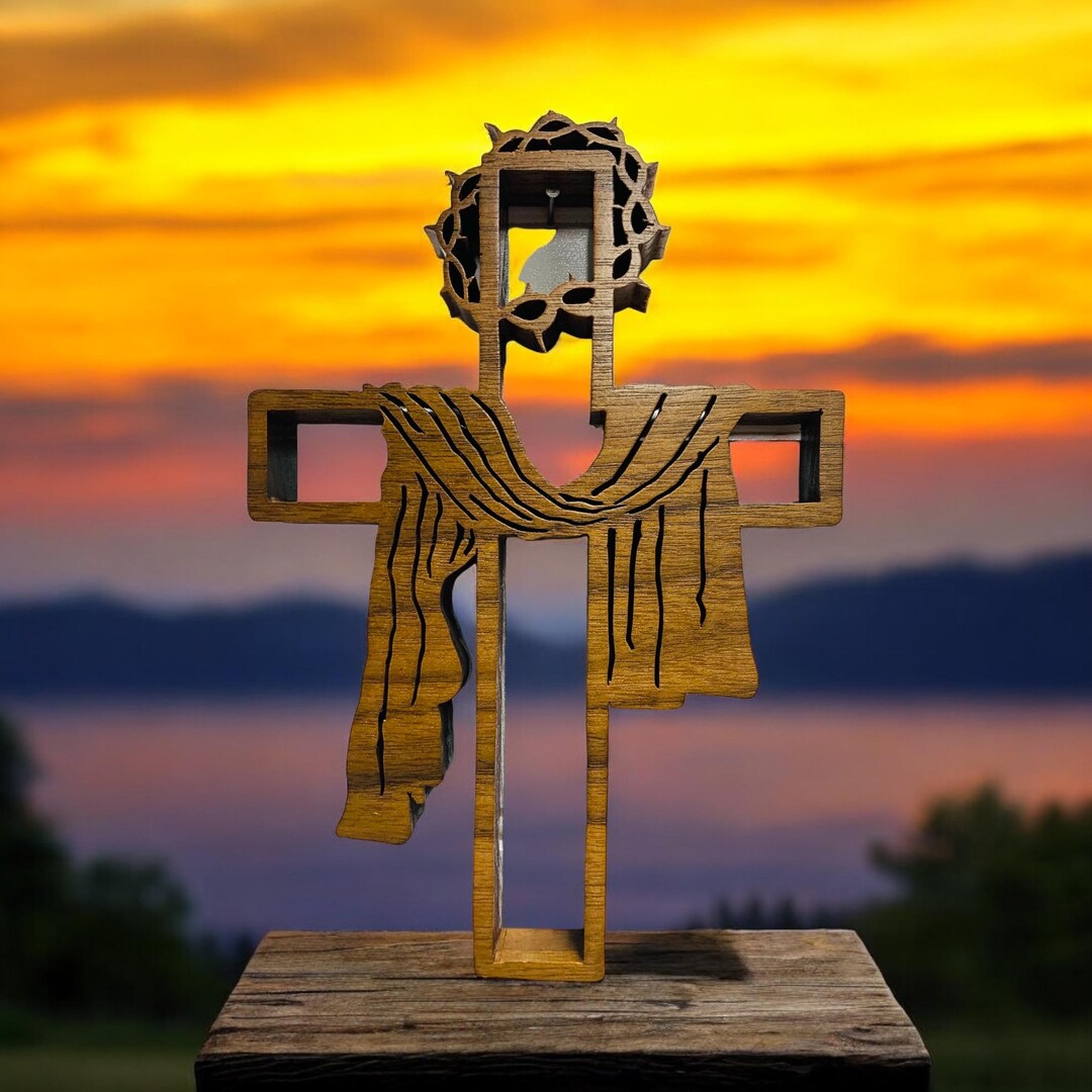 Handmade Scroll Saw Cross: Crown of Thorns, Shroud - Wood Decor - Etsy