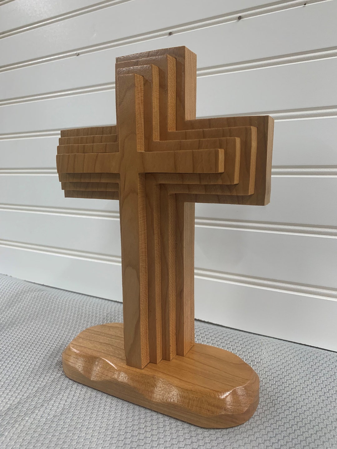 Handmade Dimensional Tabletop Cross: Cherry Hardwood Masterpiece for ...