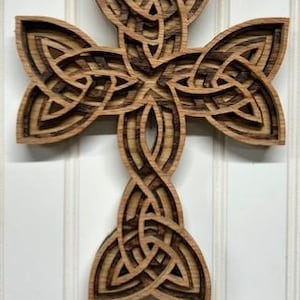 Handmade Celtic Knot Cross: Scrollsaw Oak Wall Hanging - Etsy