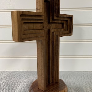 Handmade Walnut Tabletop Cross: Dimensional Wood Decor - Etsy