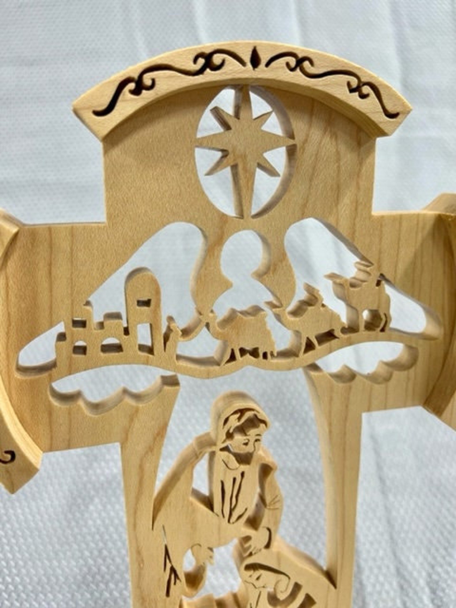 Maple Angel Nativity Cross Self-standing - Etsy