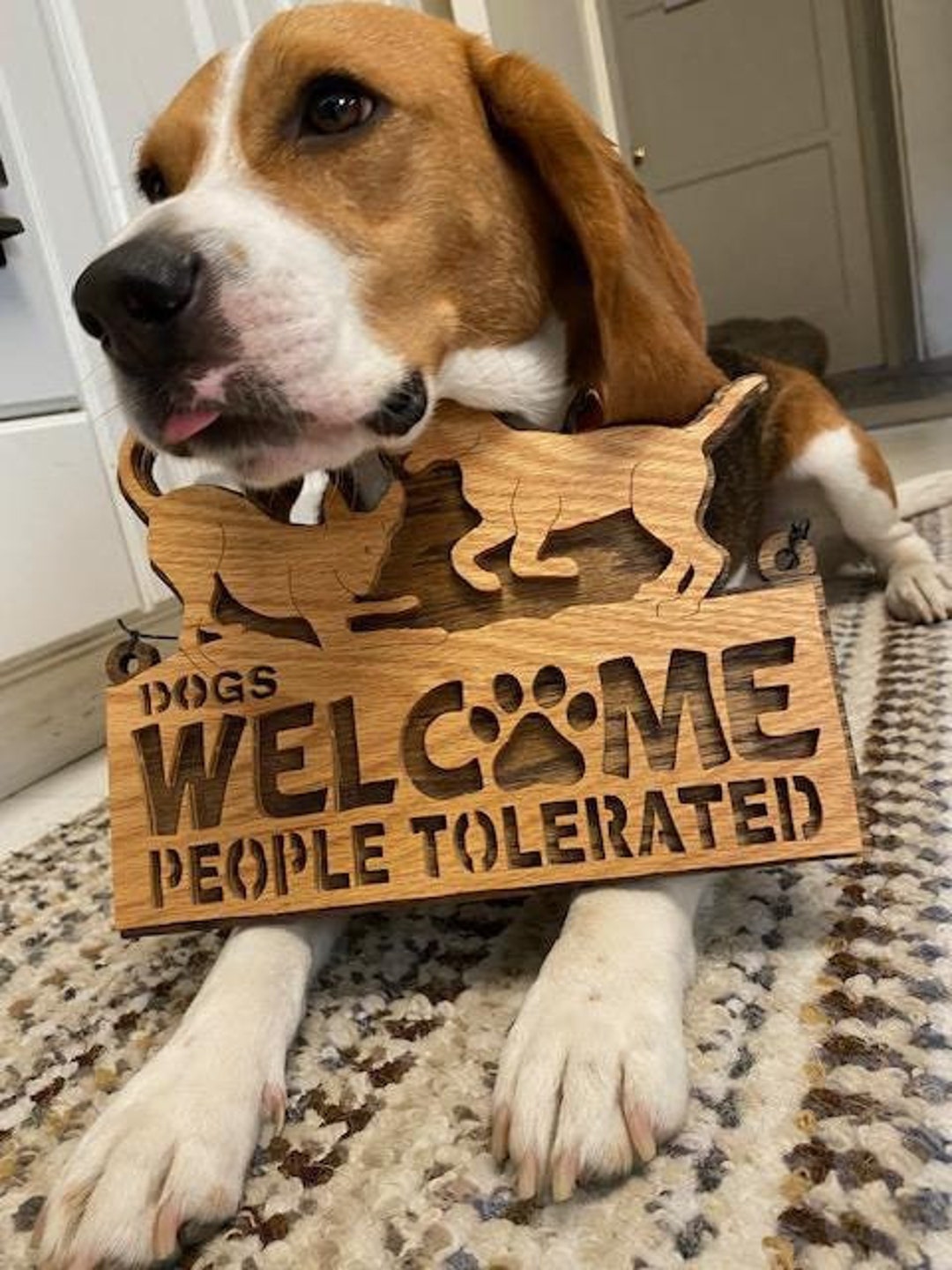 Scrollsaw Wood Dog Sign: 'dogs Welcome, People Tolerated' Plaque - Etsy